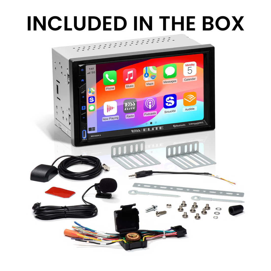 BOSS Audio Systems Elite BE7ACP.X Double DIN Car Stereo Apple CarPlay ...